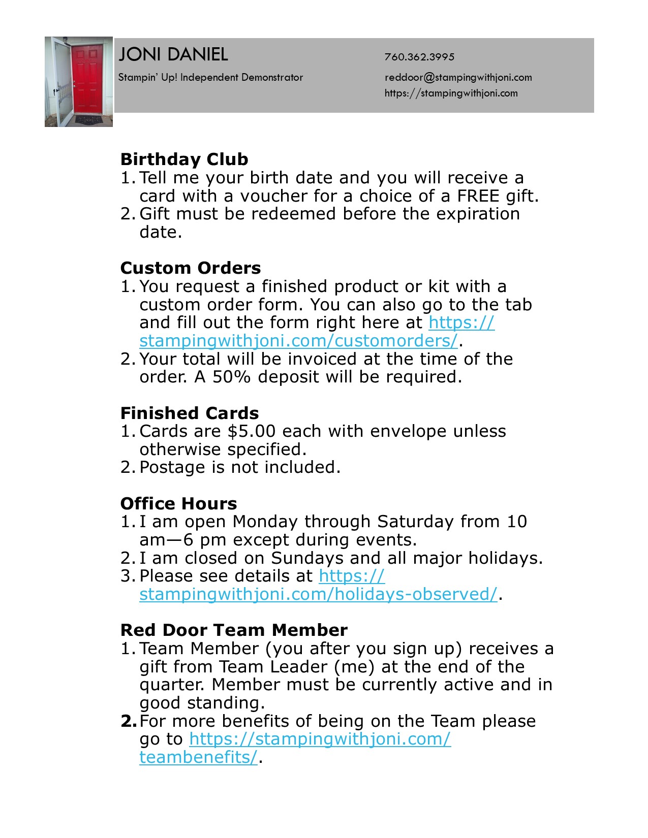 Menu Has Changed – Stamping With Joni and the Red Door Crafters